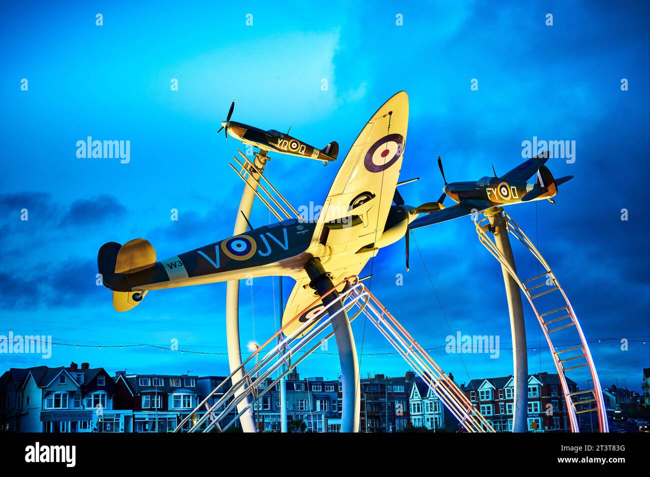 Blackpool illuminations tribute to the Spitfire airplane Stock Photo ...