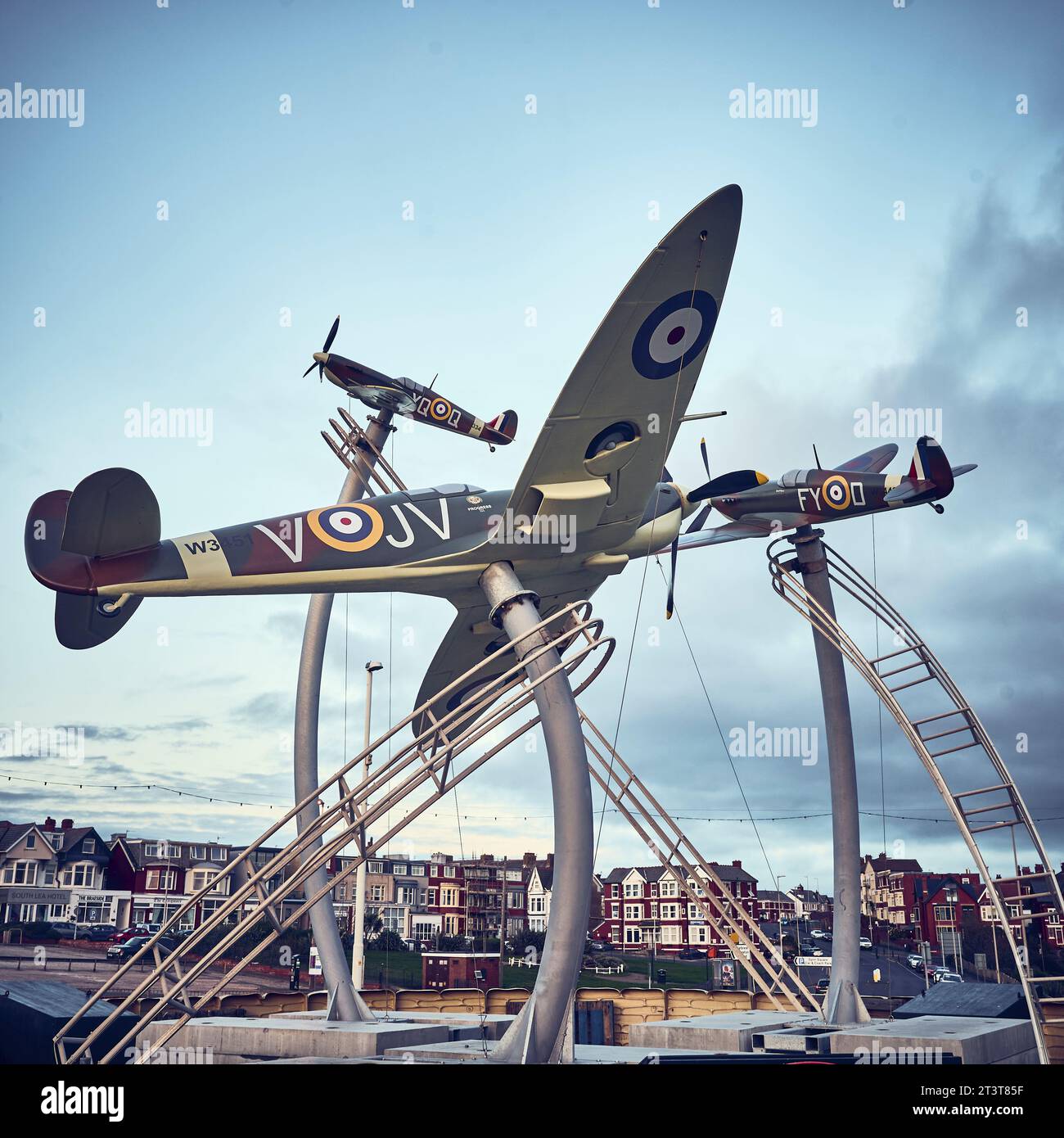Blackpool illuminations tribute to the Spitfire airplane (daytime Stock ...