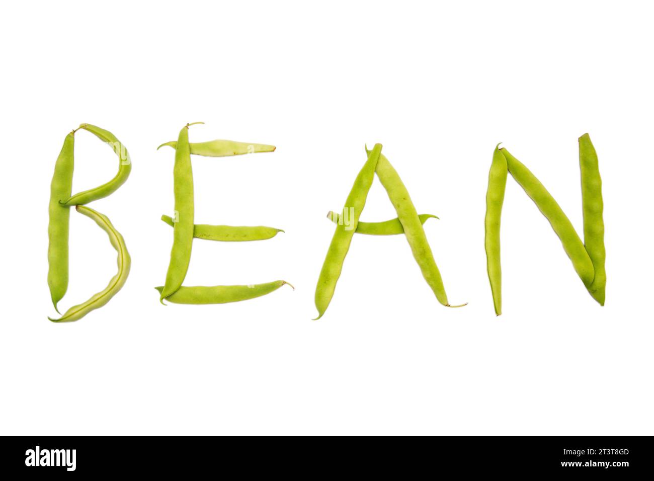 Beans text written on a white background with the beans themselves ...