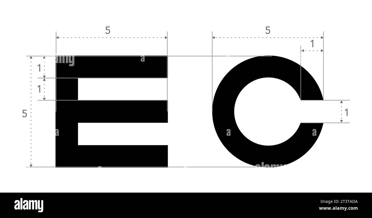 Snellen E and the Landolt C symbols Eye Test Chart medical illustration ...
