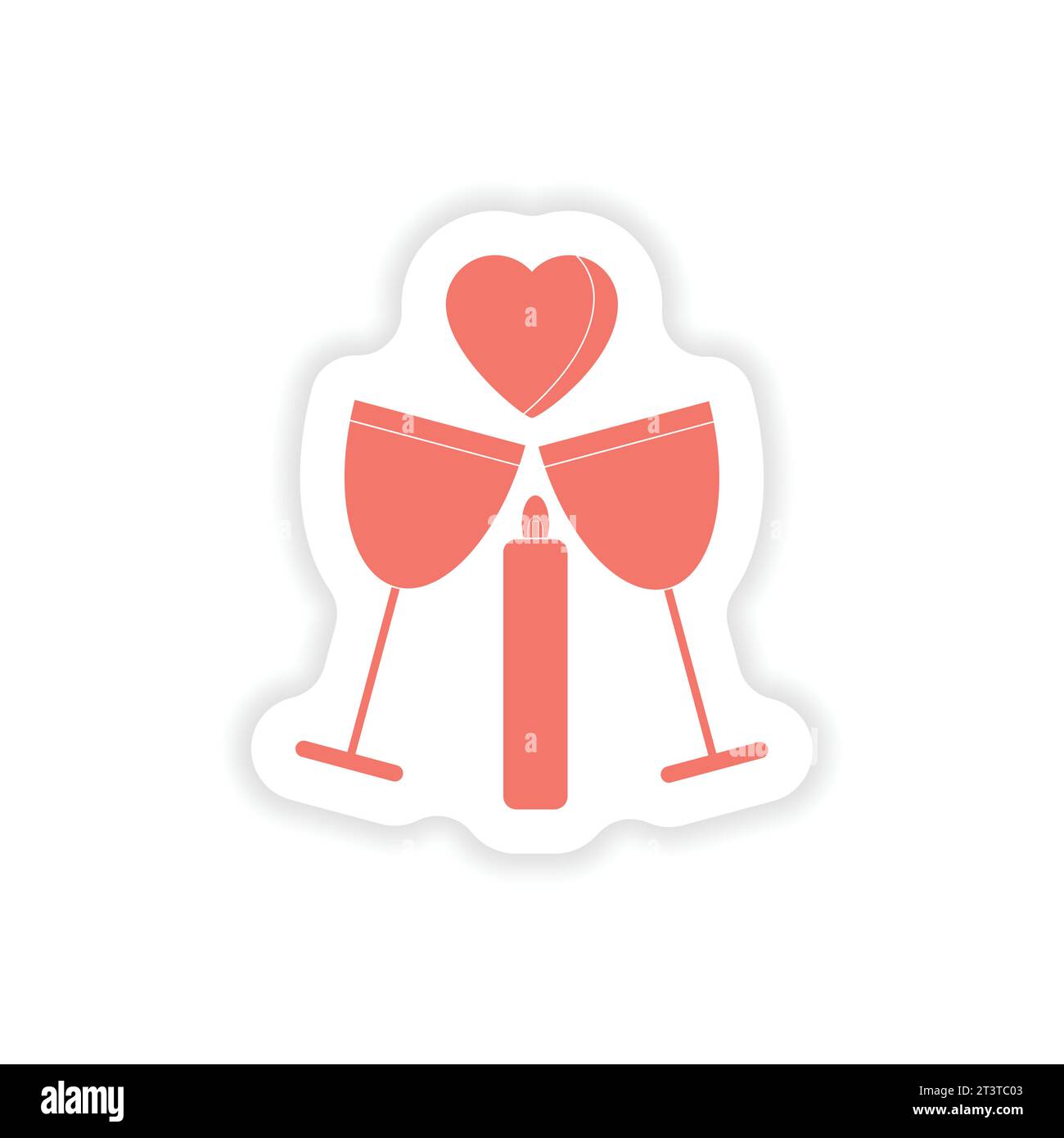 Paper sticker on white background glasses wine Vector Image Stock ...