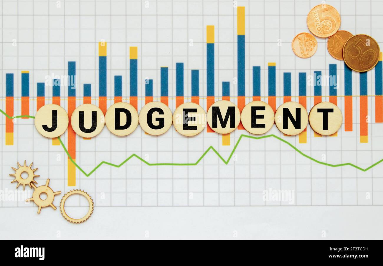 judgement word written on wood block. judgement text on table, concept ...