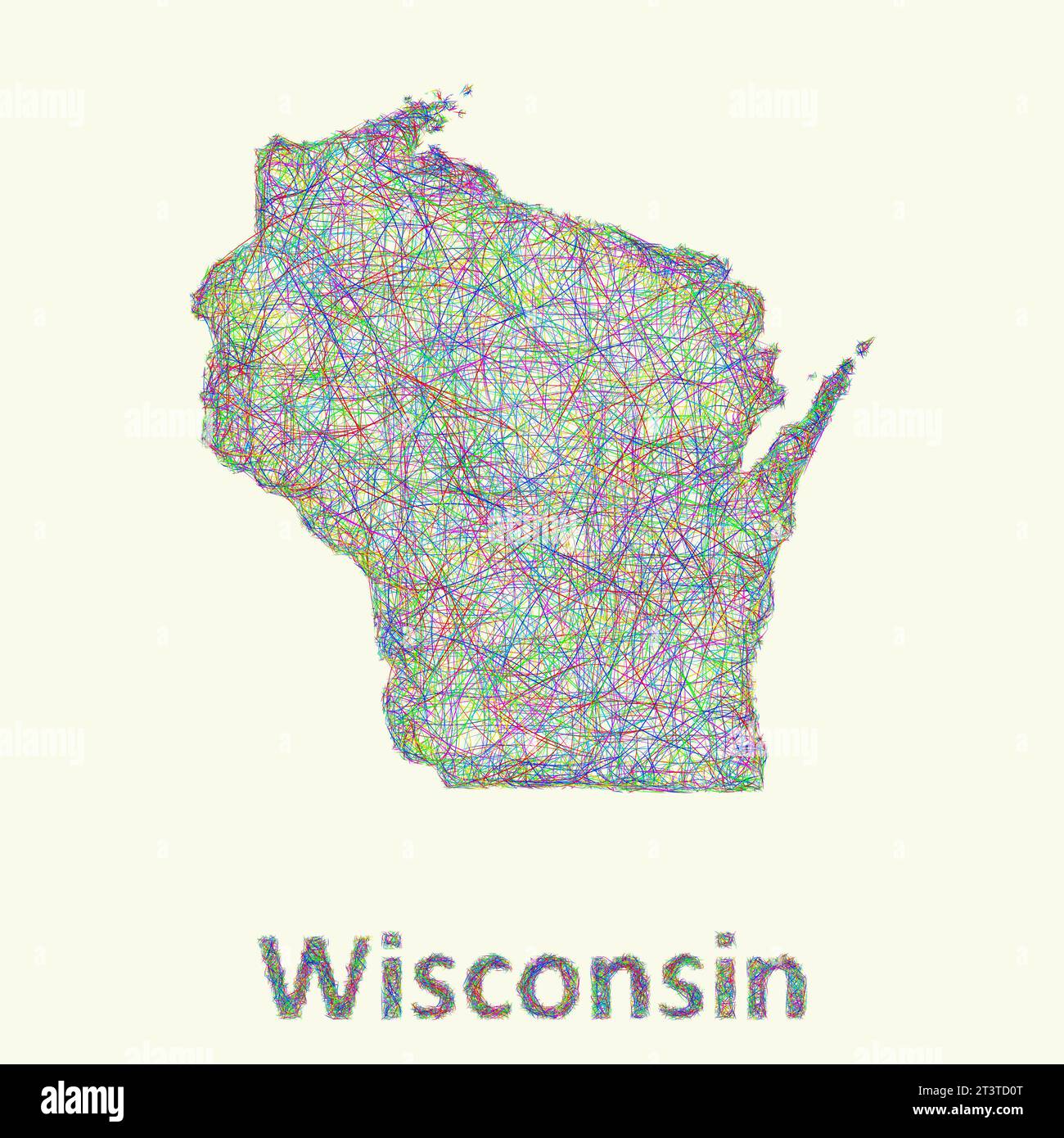 Wisconsin line art map Royalty Free Vector Image Stock Vector Image ...