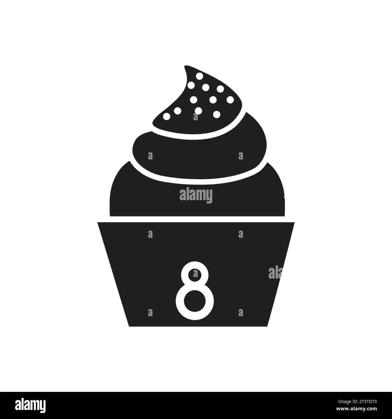 Flat Icon In Black And White Cupcake Royalty Free Vector Stock Vector