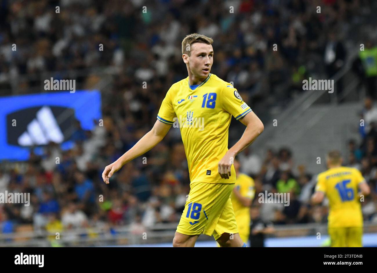 Milan, Italy - September 11, 2023: Vladyslav Vanat of Ukraine in action ...