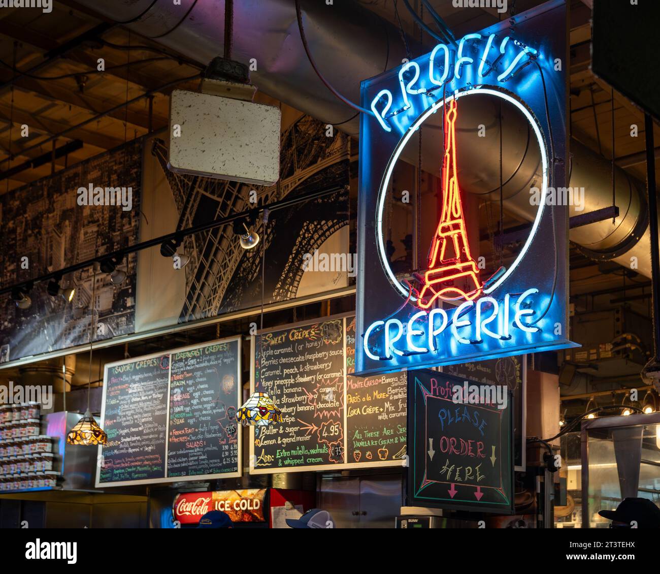 Philadelphia, PA – US – Oct 14, 2023 The neon sign for Profi’s Creperie ...