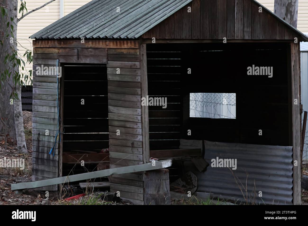 old wood shed outback, vintage, antique, weathered structure Stock ...