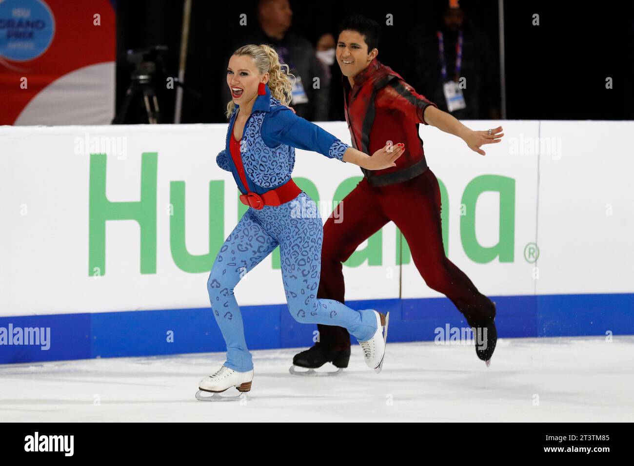 Marjorie Lajoie, left, and Zachary Lagha, right, of Canada, compete in ...