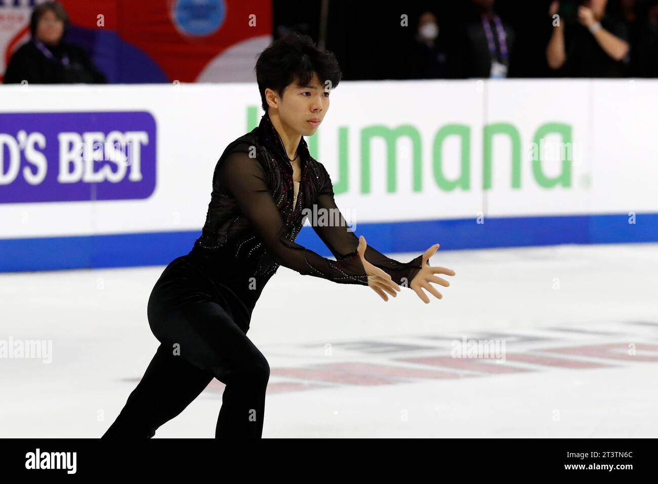 Shun Sato, of Japan, competes in the men's short program during the ...