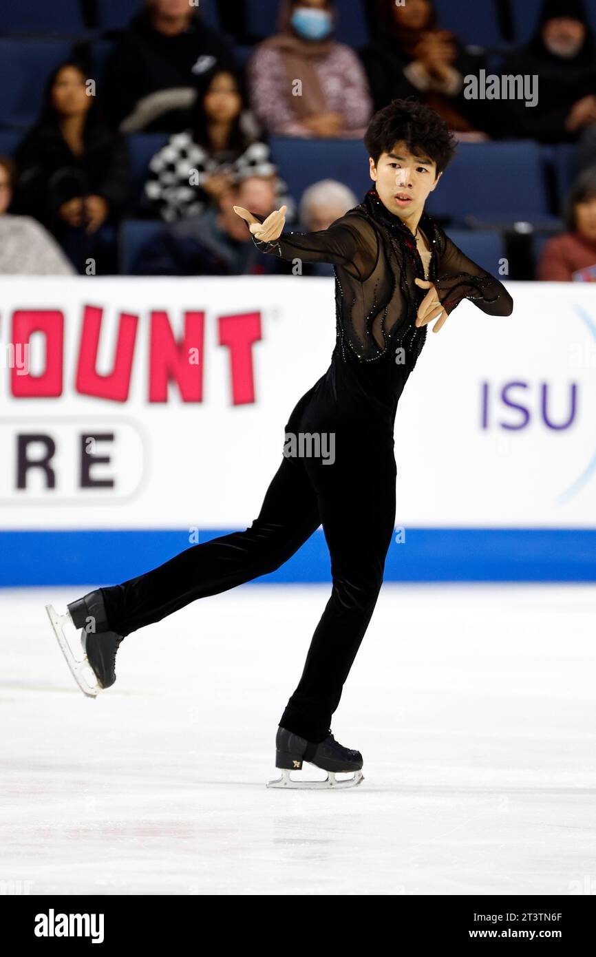 Shun Sato, of Japan, competes in the men's short program during the ...