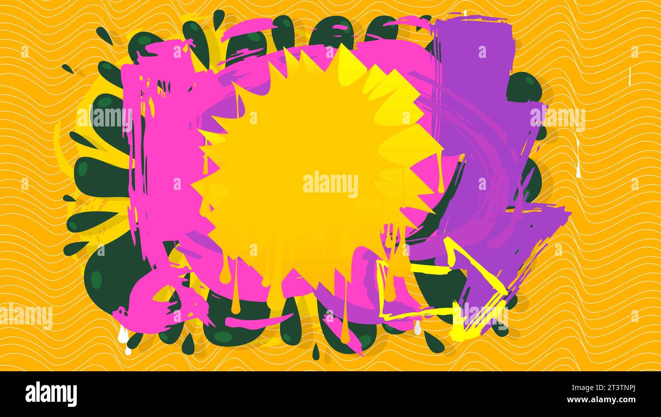 Green, yellow and purple graffiti speech bubble background. Abstract ...