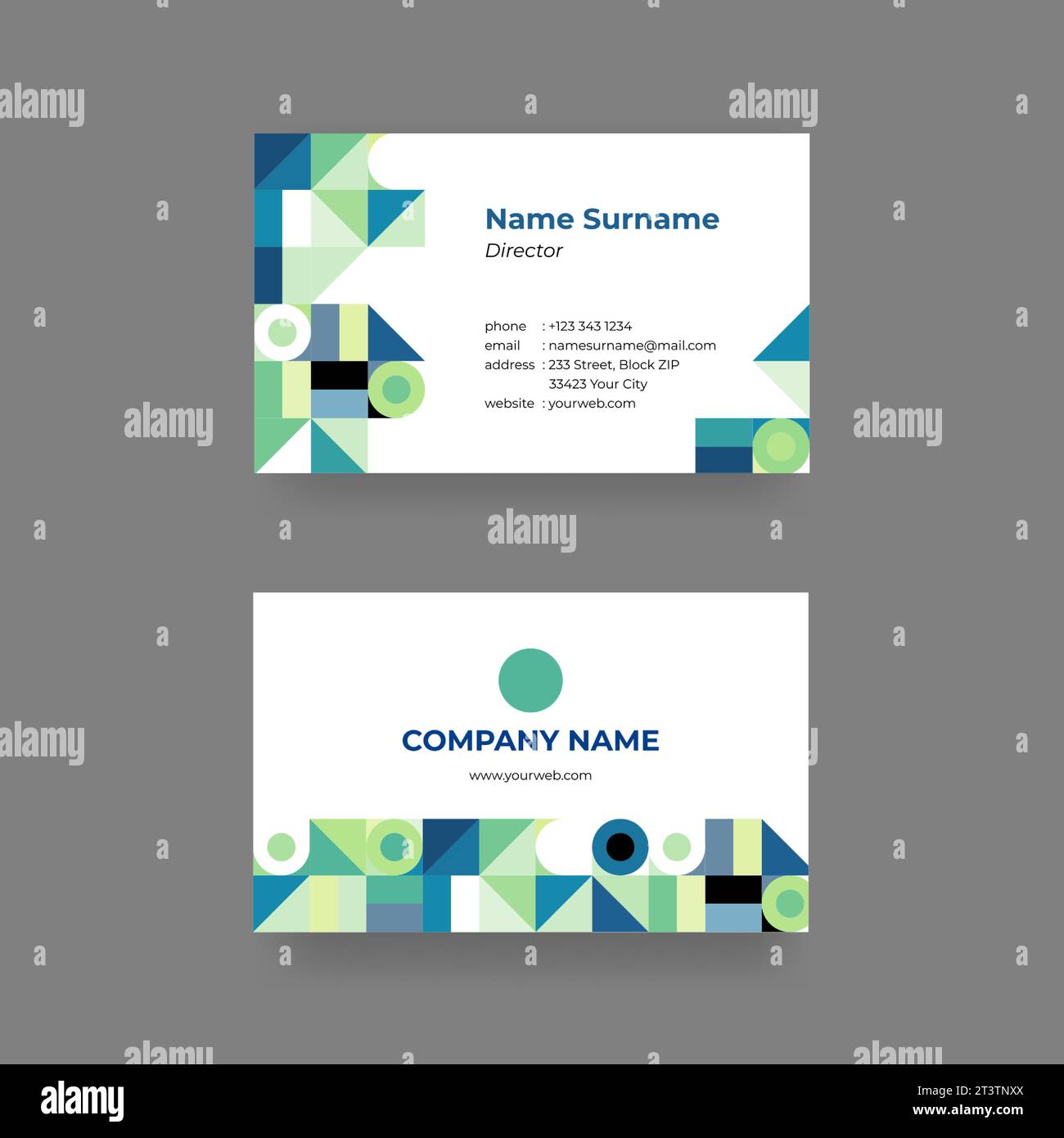 Personal business card template. Modern design with colorful geometric ...