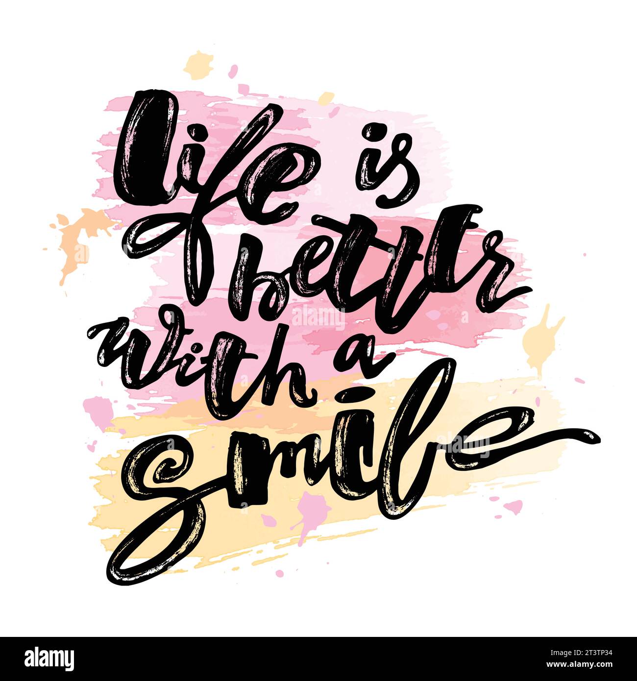 Life is better with a smile hand lettering Vector Image Stock Vector ...