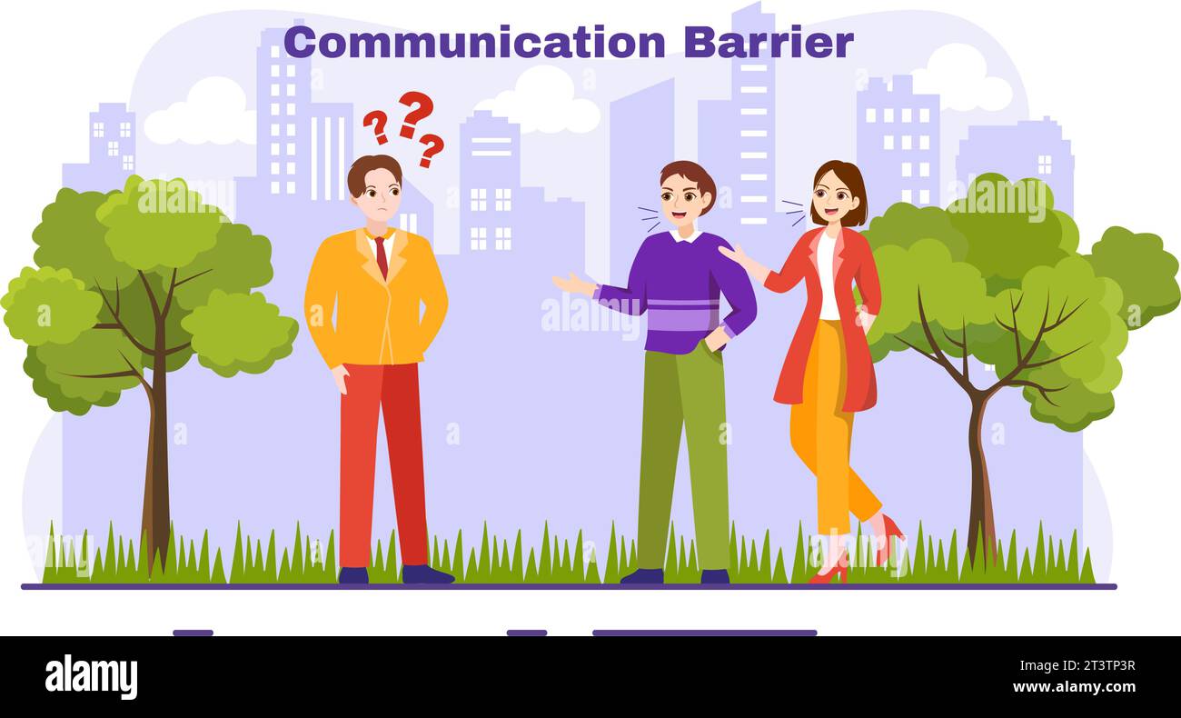 Communication Barrier Vector Illustration with Bad Communications ...