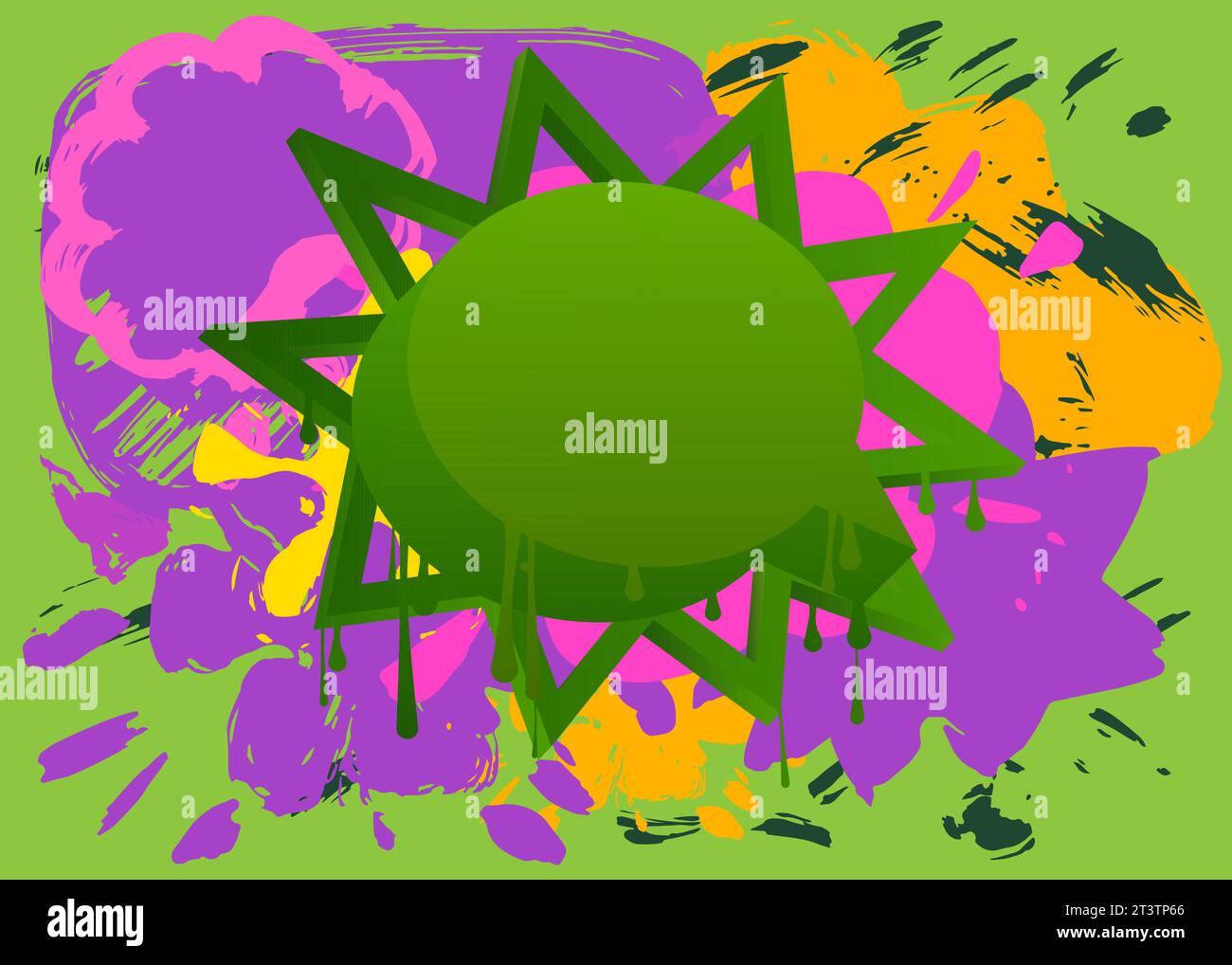 Green, yellow and purple graffiti speech bubble background. Abstract ...