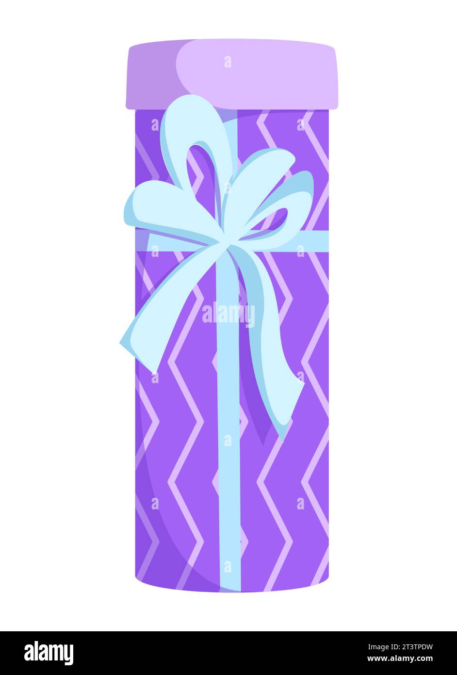 Vector colorful cylindrical gift box with bow and ribbons. New Year's ...