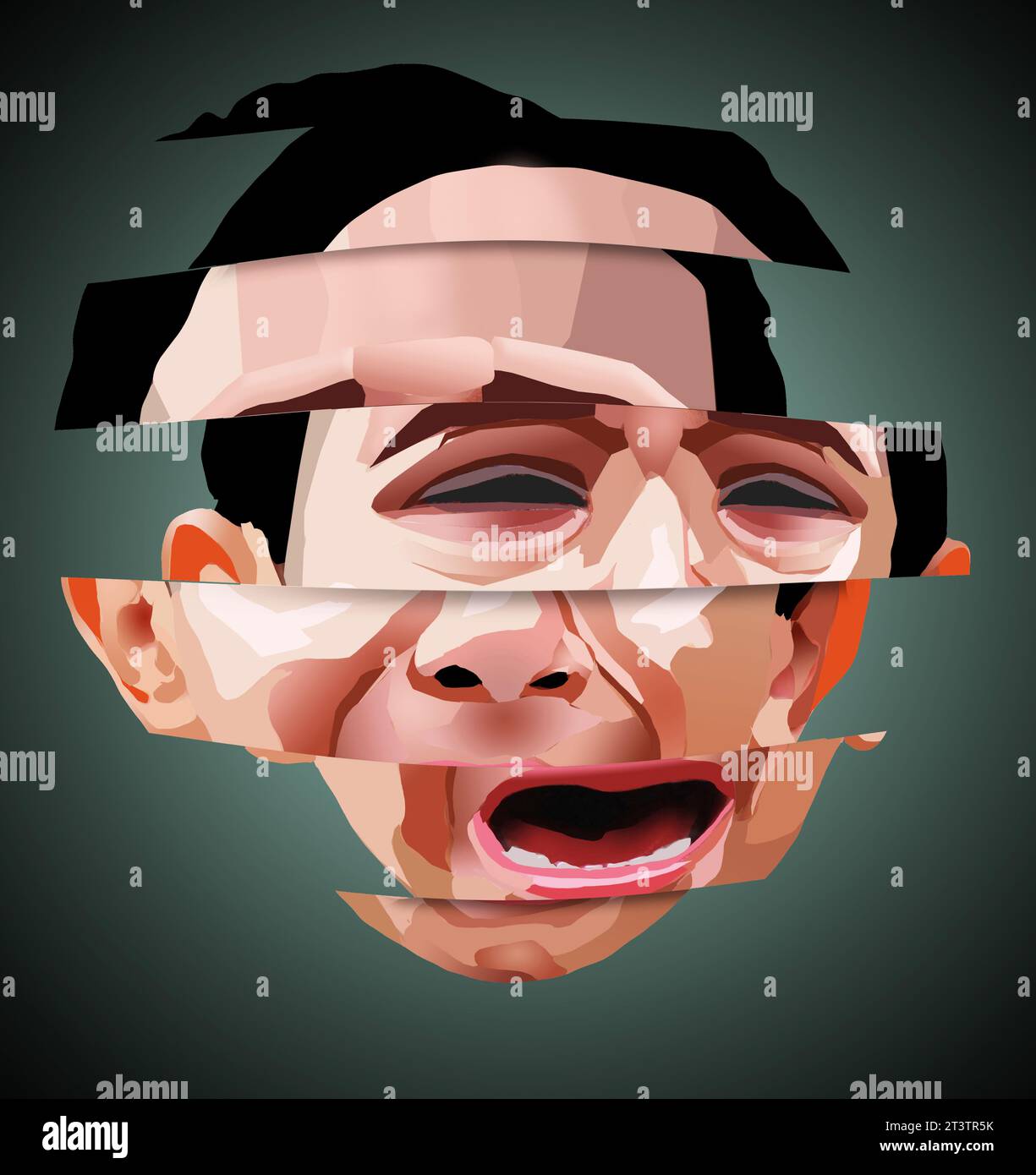 Emotions are tearing apart a boy in a 3-d illustration about stress and ...