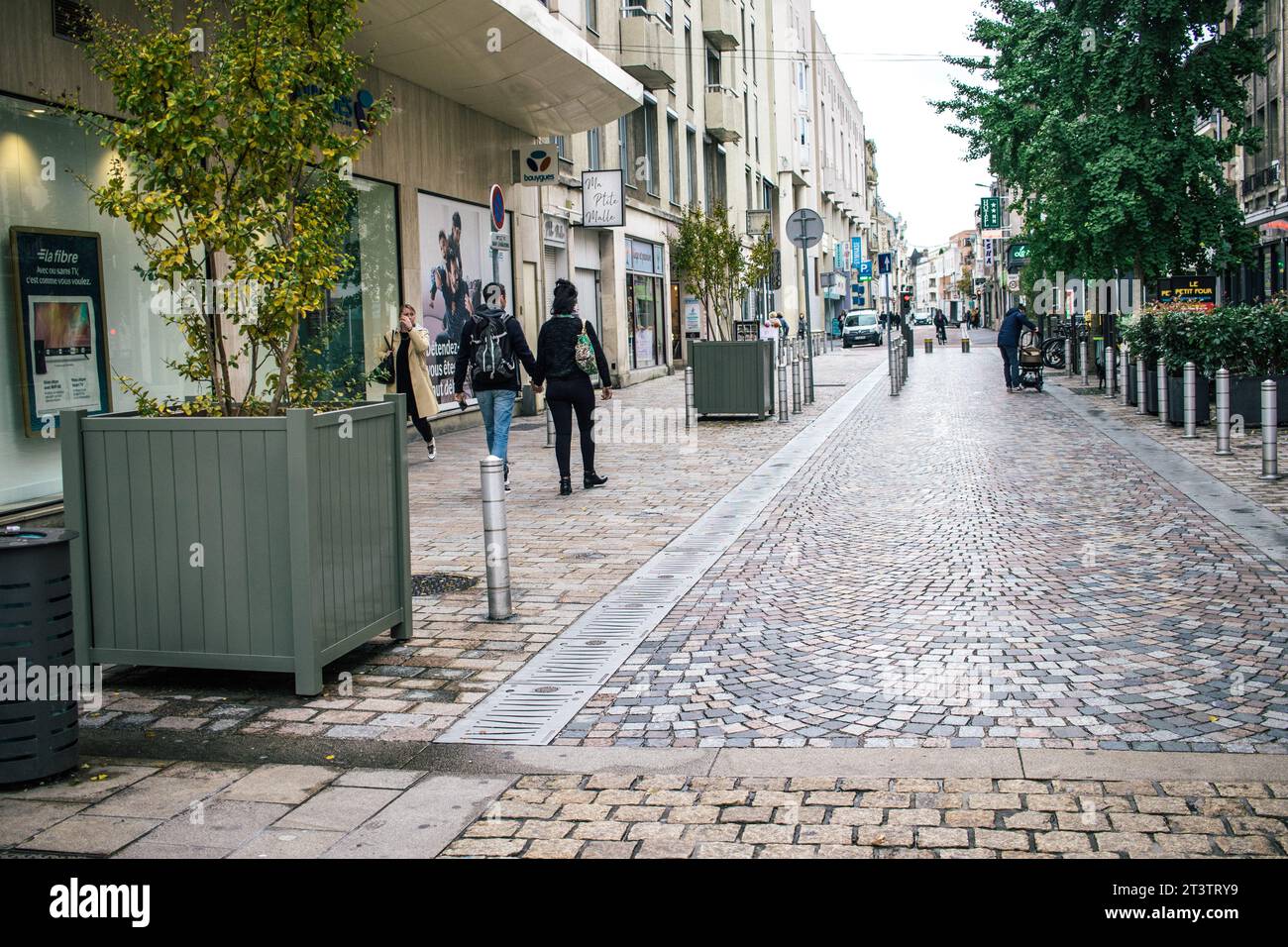 Reims, France - October 26, 2023 People wandering in the street of ...