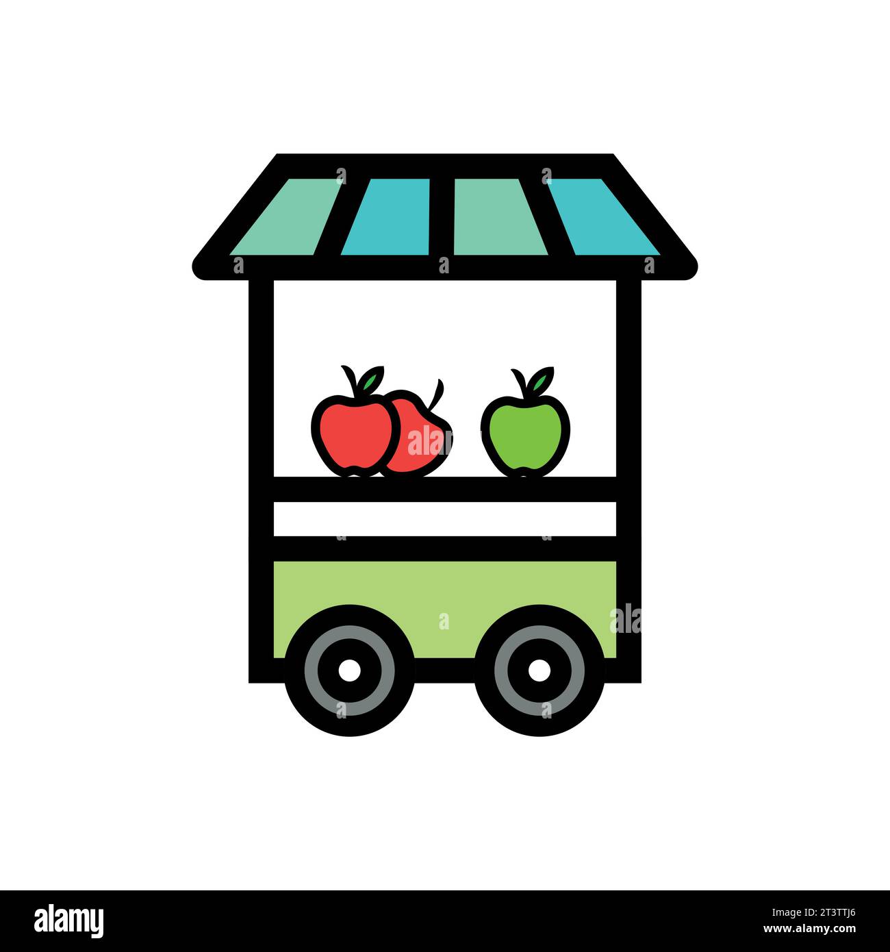 Fruit stand Icon Vector Illustration. Fruit stand Lineal Color Icon ...