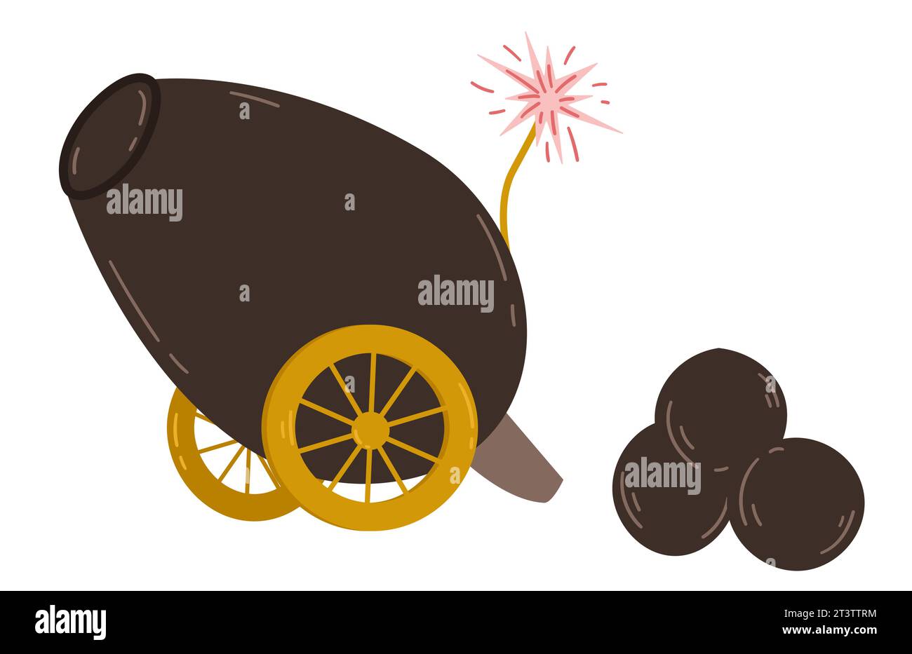 Pirate cartoon iron cannon. Sea adventure element. Loaded cannon with ...