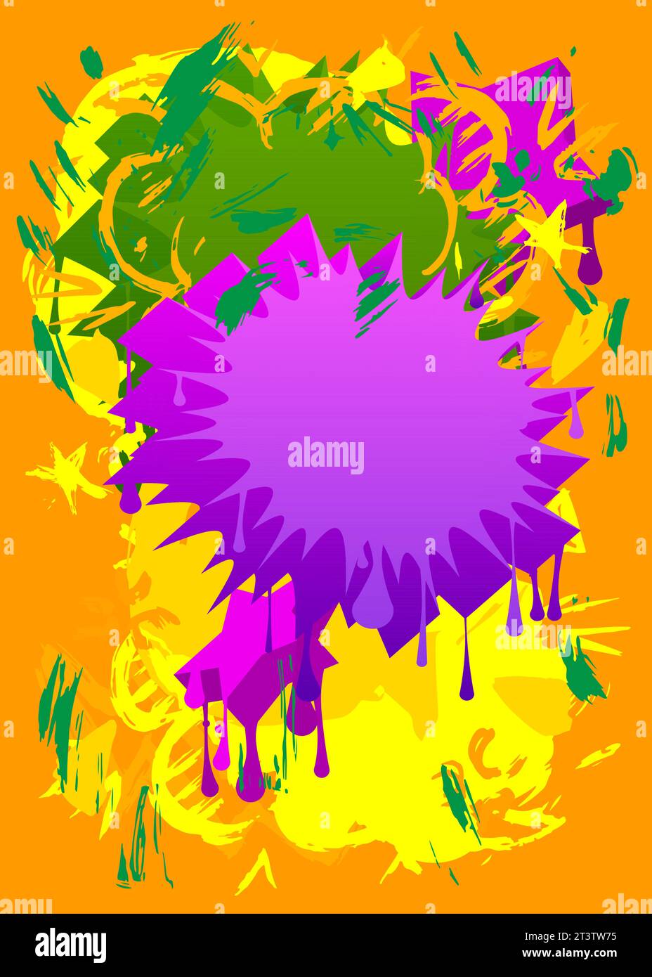 Green, yellow and purple graffiti speech bubble background. Abstract ...