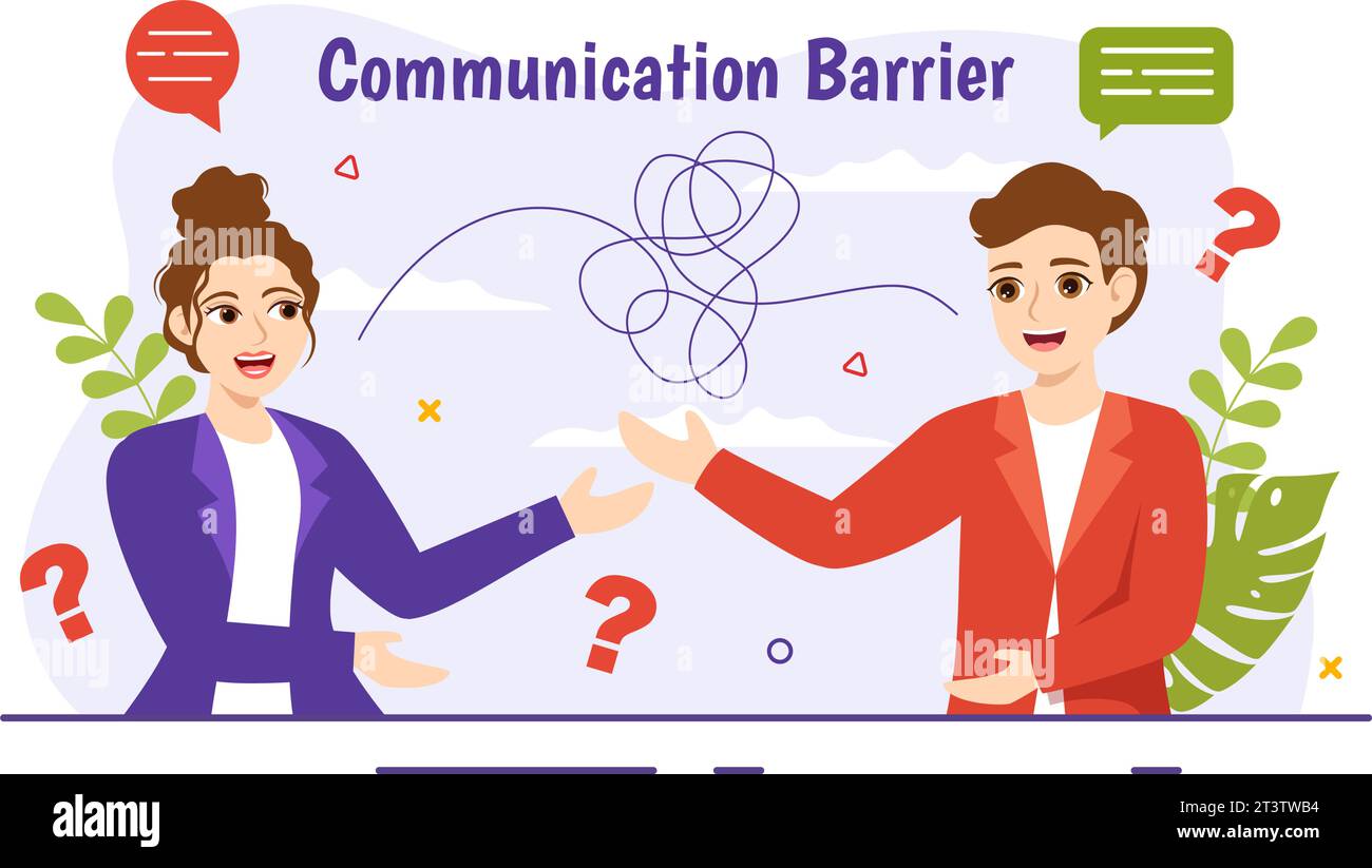 Communication Barrier Vector Illustration with Bad Communications ...