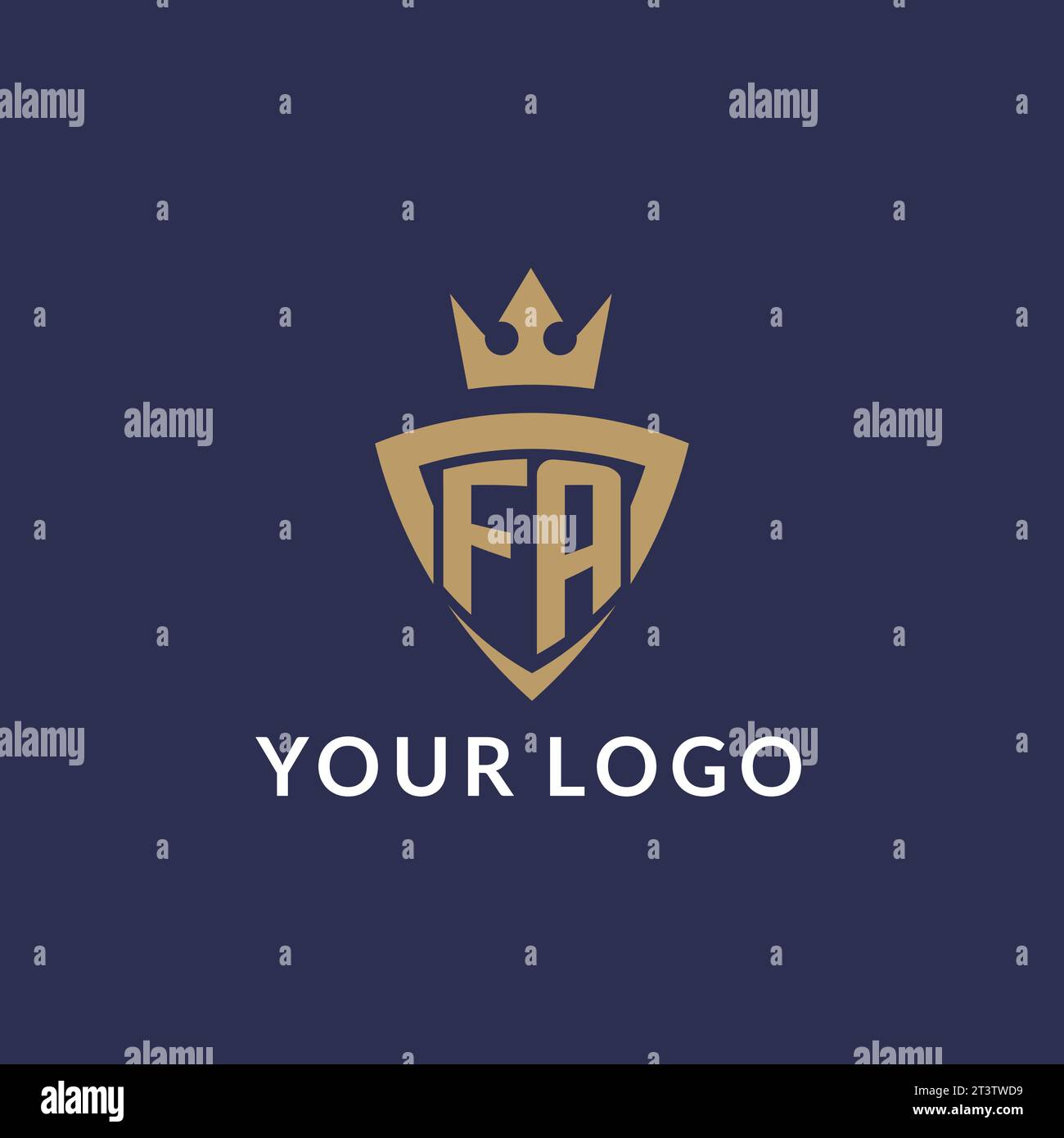 FA logo with shield and crown, monogram initial logo style vector file ...