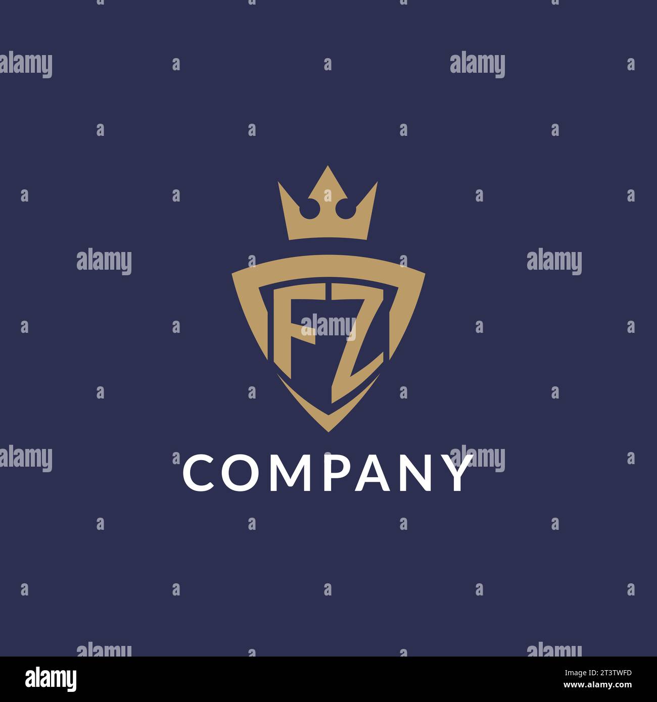FZ logo with shield and crown, monogram initial logo style vector file Stock Vector Image & Art ...