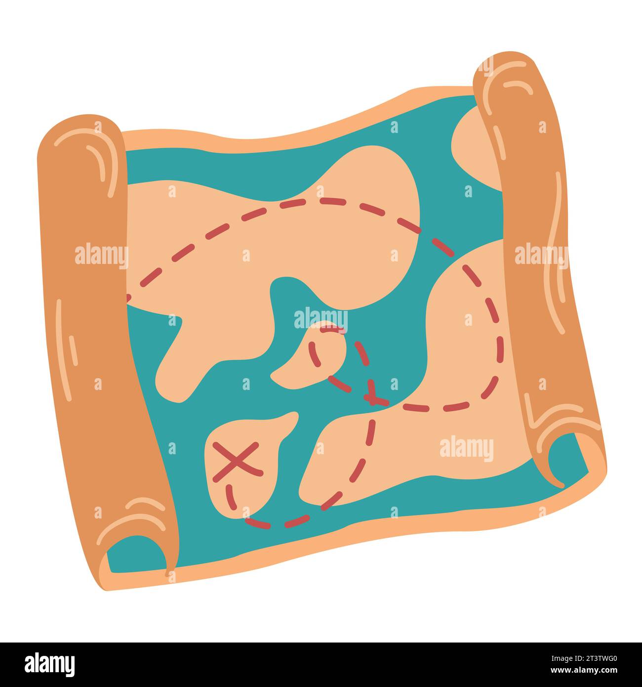 Pirate treasure map. A colorful ancient map with the exact path to the ...