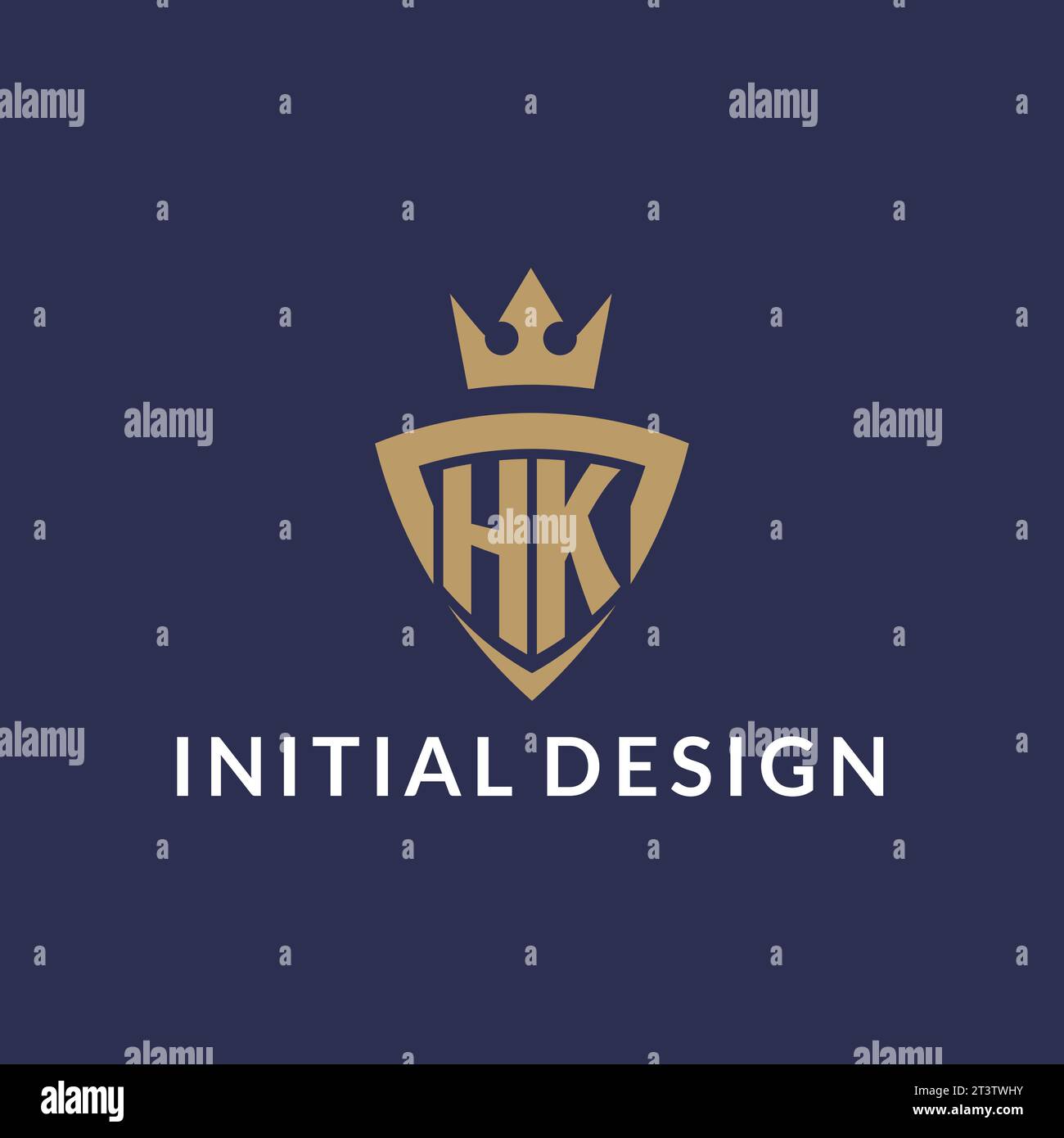 HK logo with shield and crown, monogram initial logo style vector file ...
