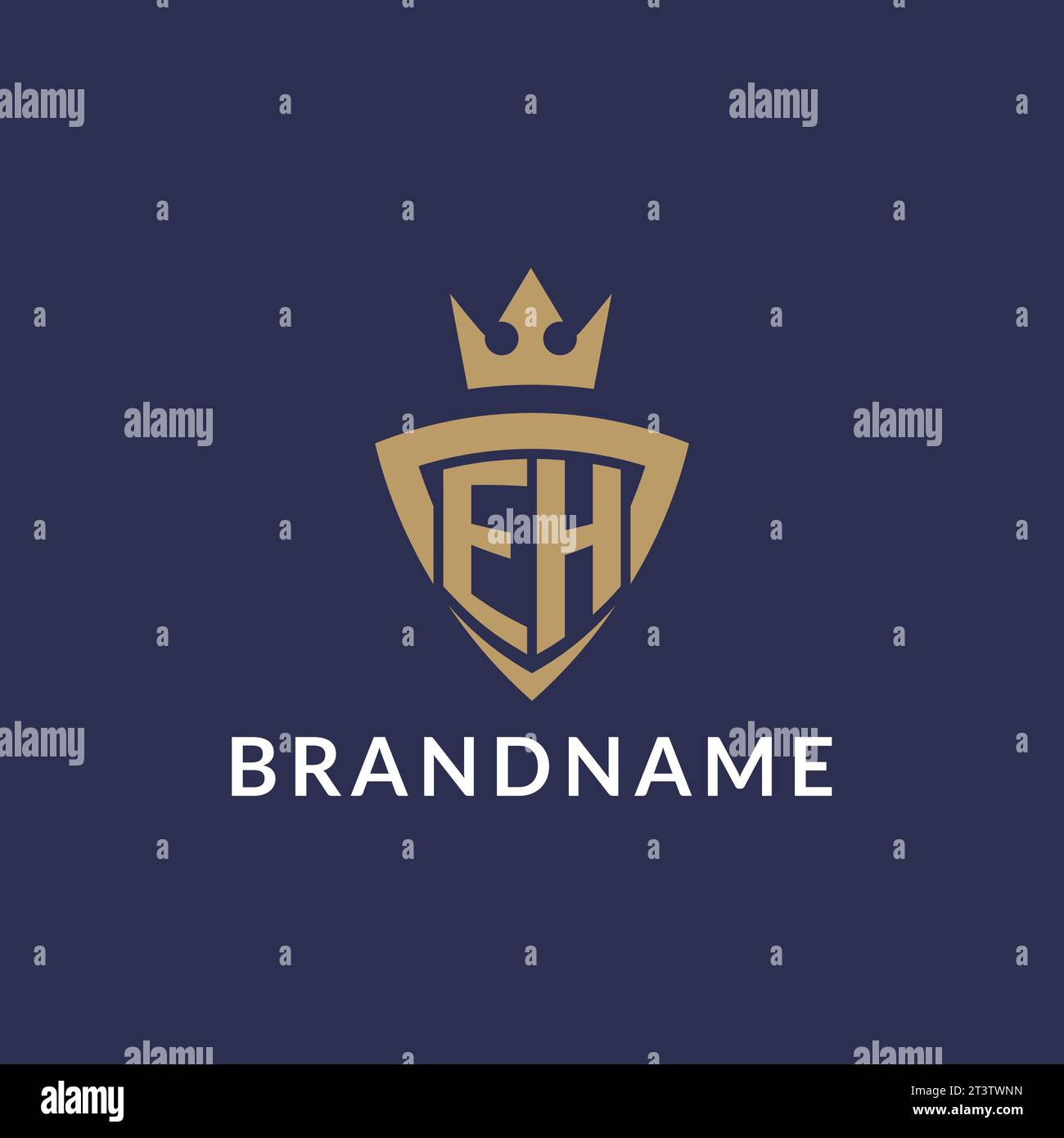 EH logo with shield and crown, monogram initial logo style vector file ...