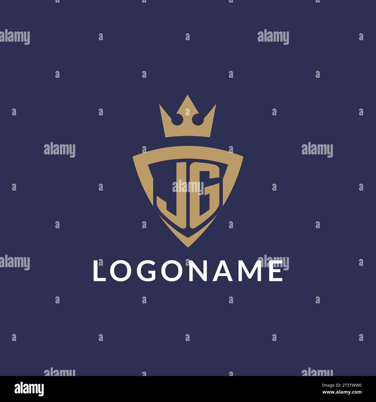 JG logo with shield and crown, monogram initial logo style vector file ...