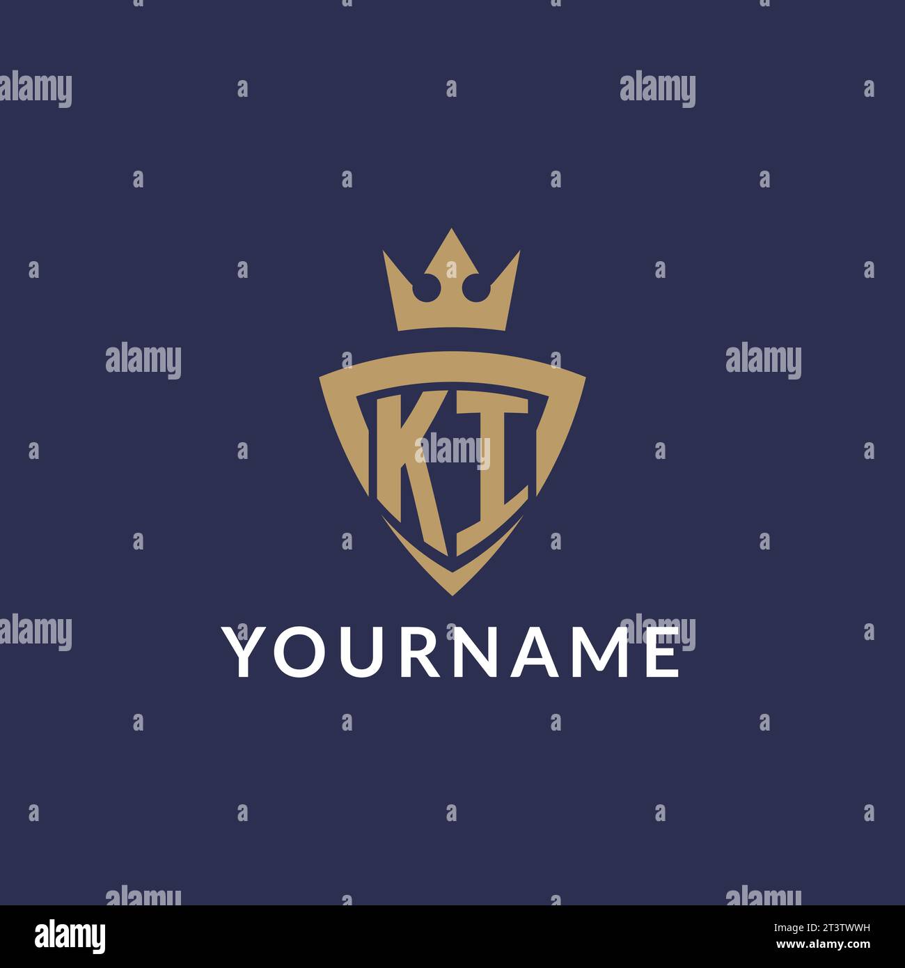 KI logo with shield and crown, monogram initial logo style vector file ...