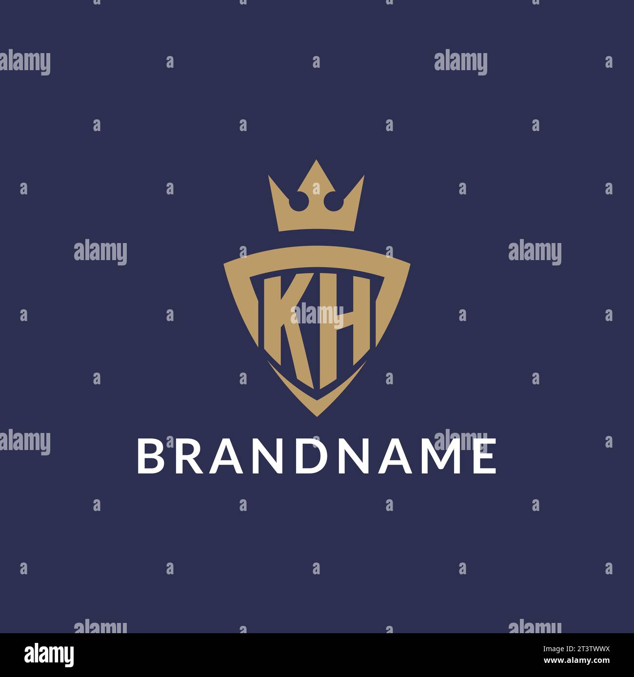 KH logo with shield and crown, monogram initial logo style vector file ...