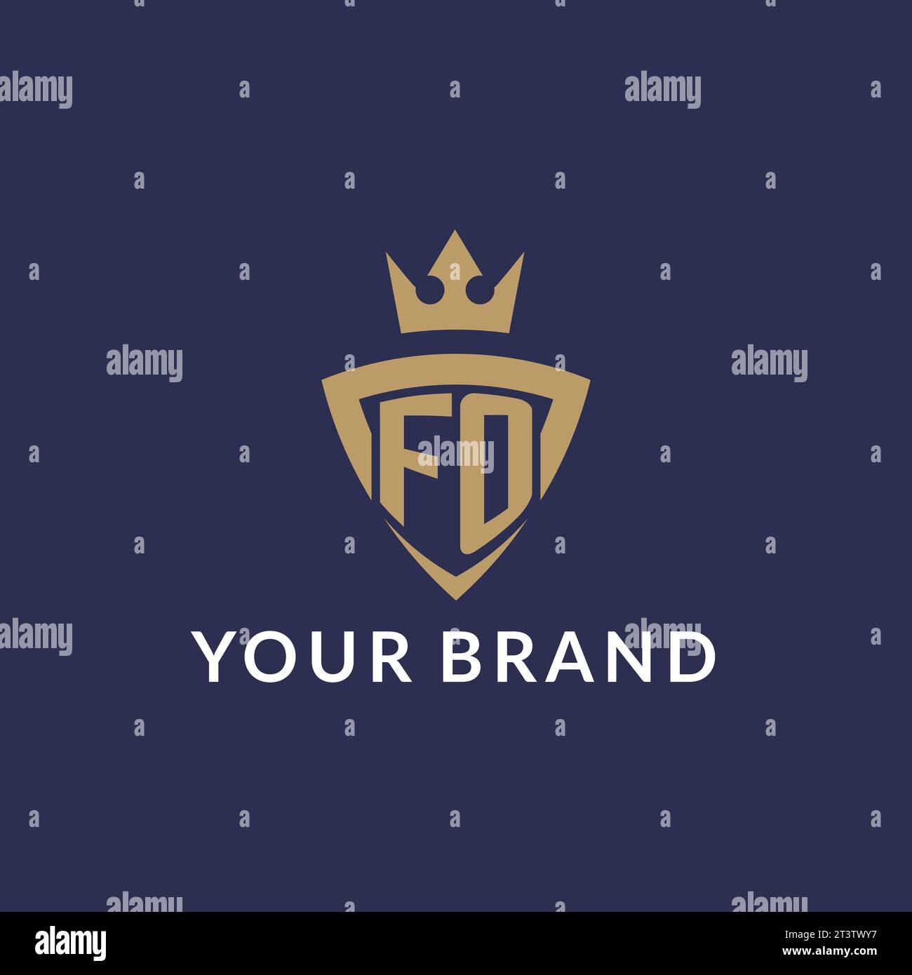 FO logo with shield and crown, monogram initial logo style vector file ...