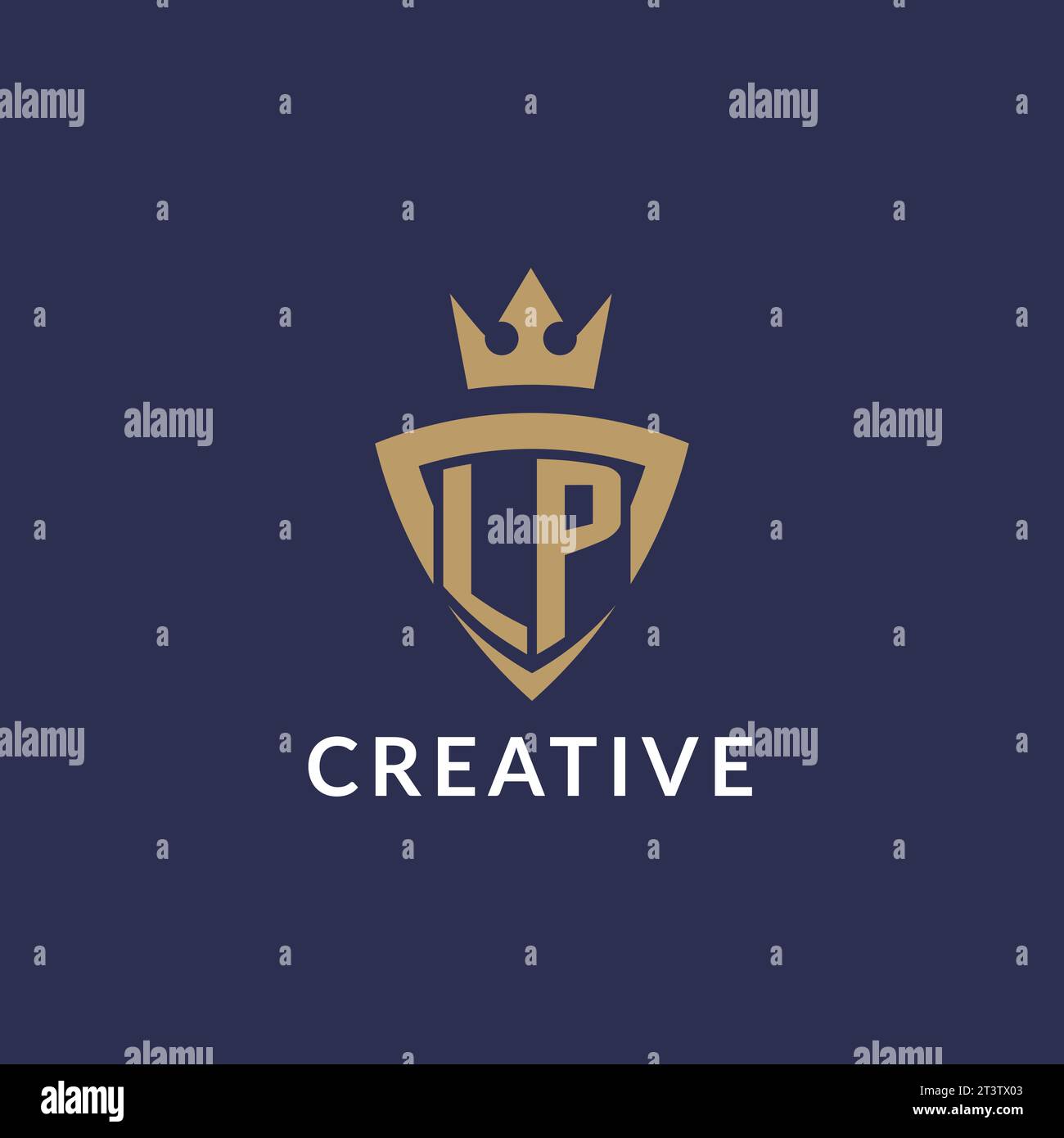 LP logo with shield and crown, monogram initial logo style vector file ...