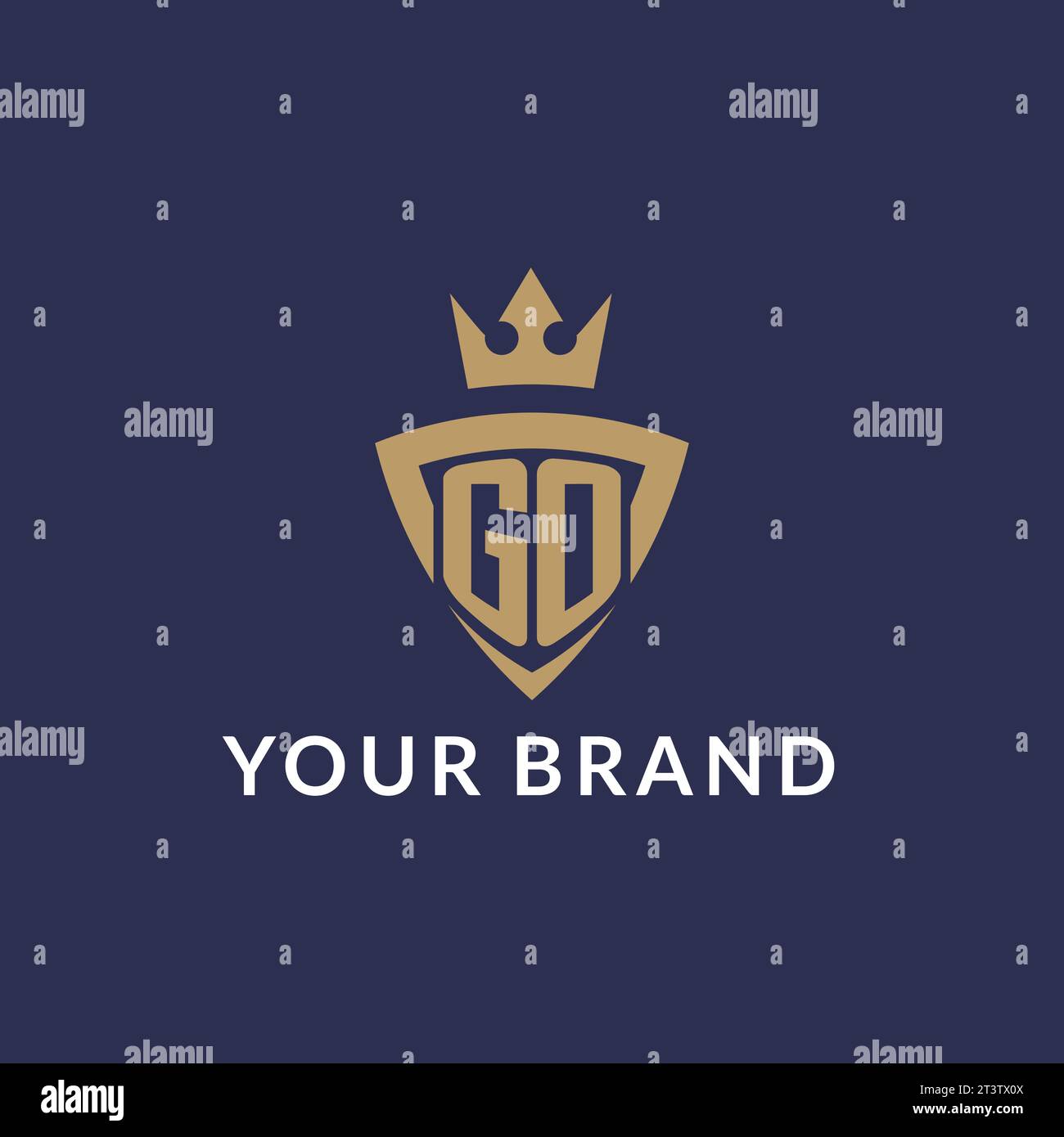 GO logo with shield and crown, monogram initial logo style vector file ...