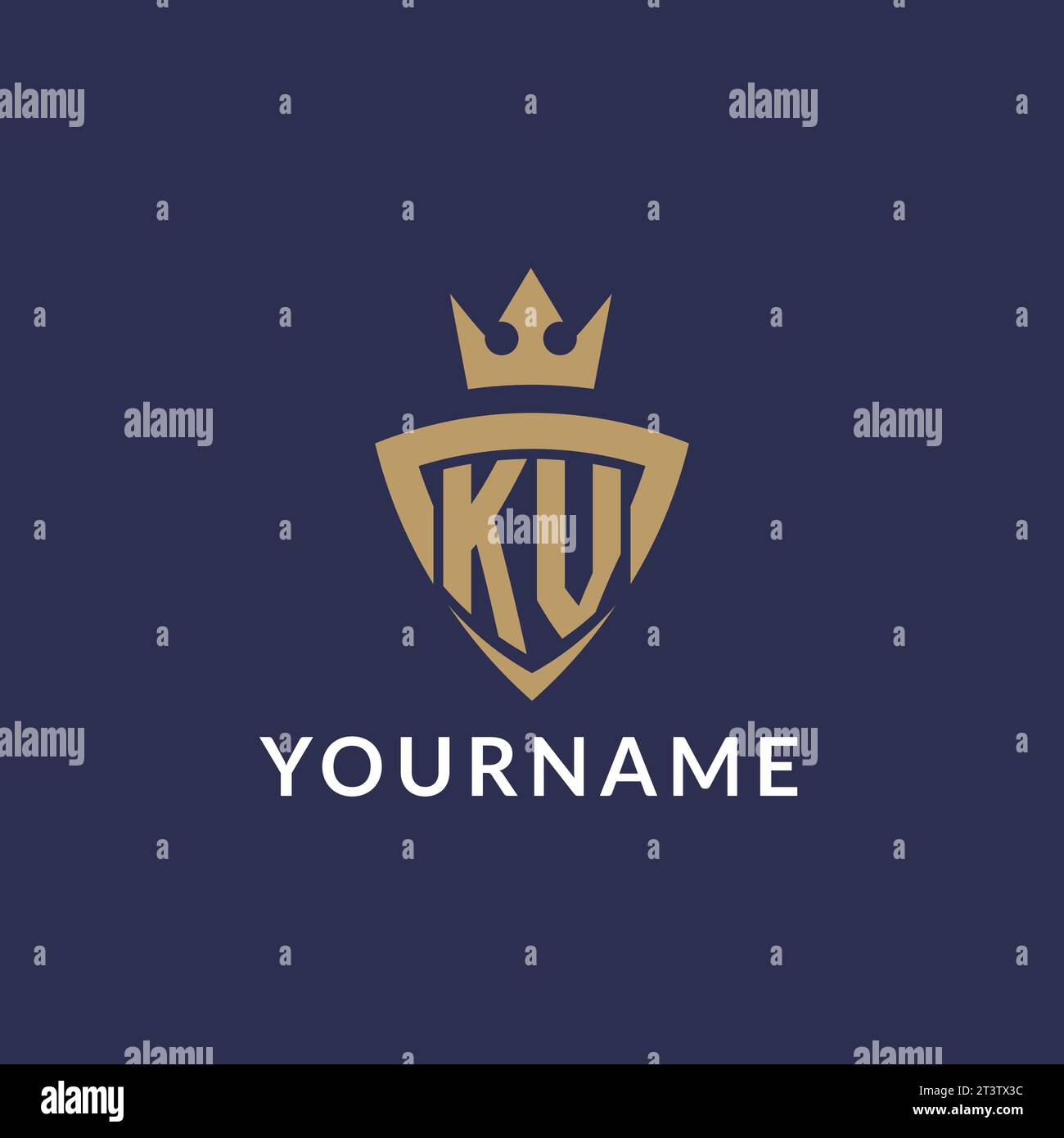 KV logo with shield and crown, monogram initial logo style vector file ...