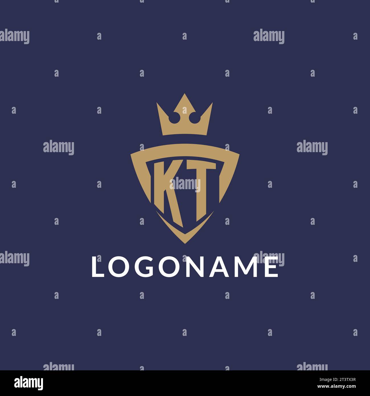 KT logo with shield and crown, monogram initial logo style vector file ...