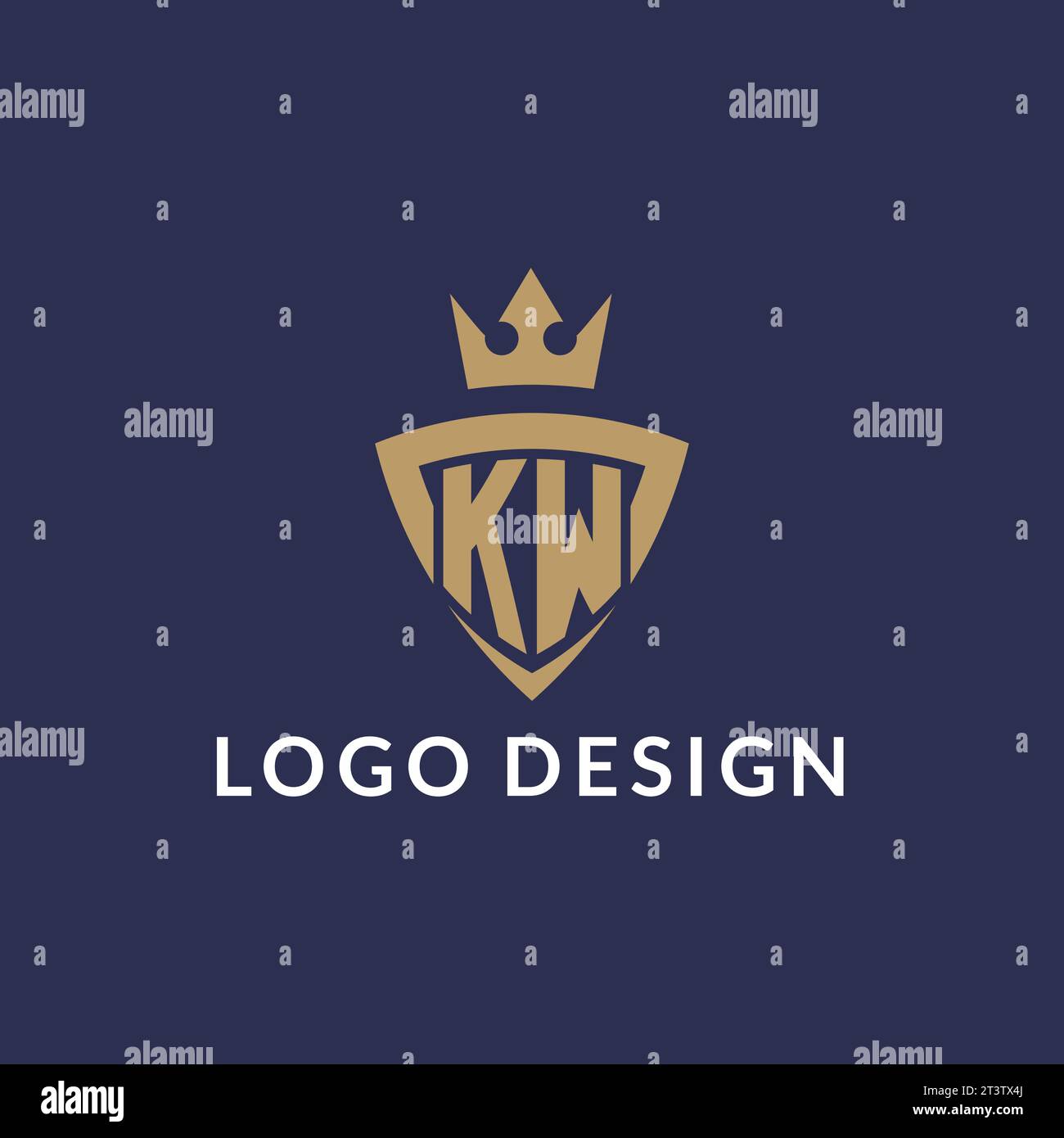 KW logo with shield and crown, monogram initial logo style vector file ...