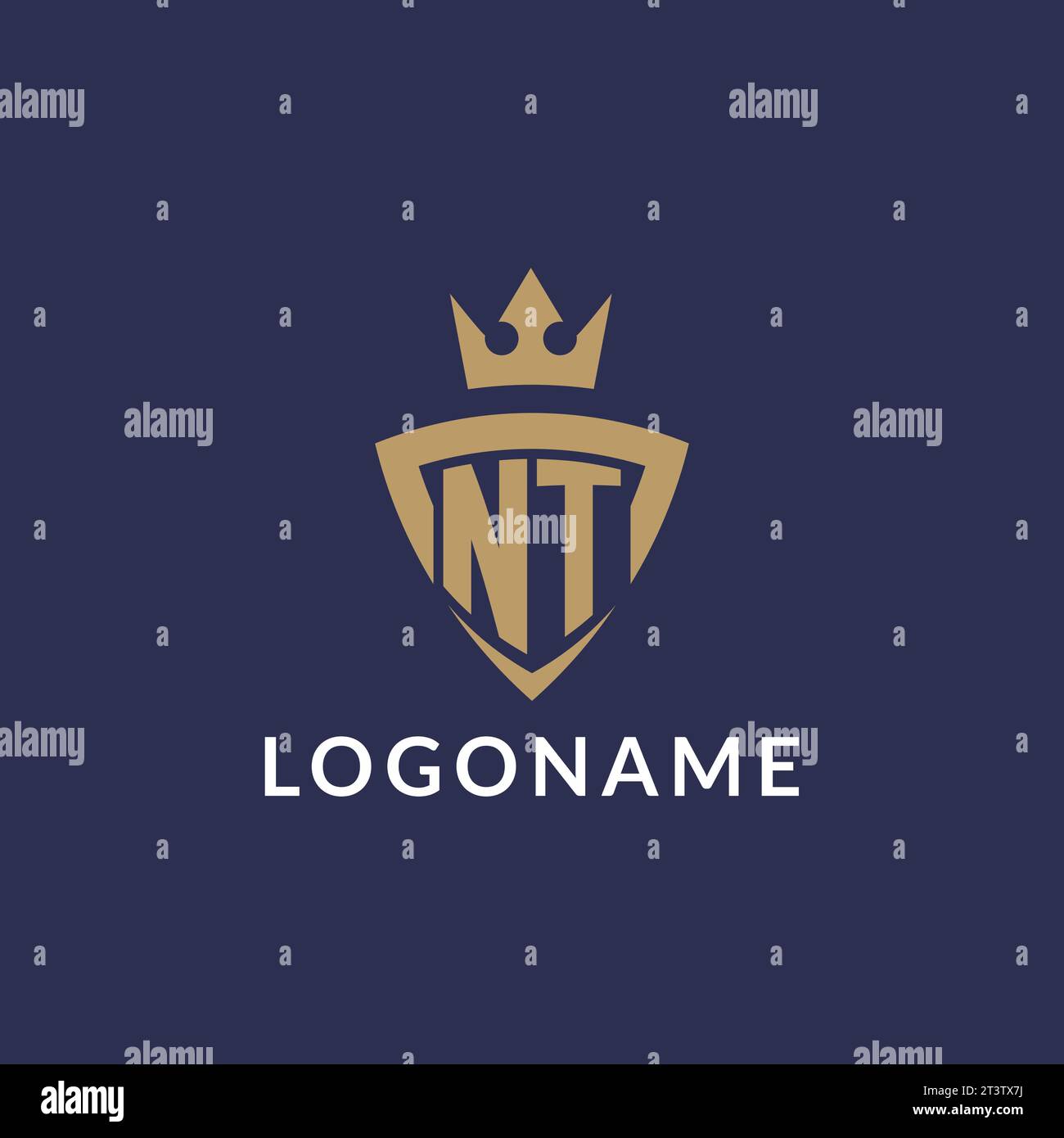 NT logo with shield and crown, monogram initial logo style vector file ...