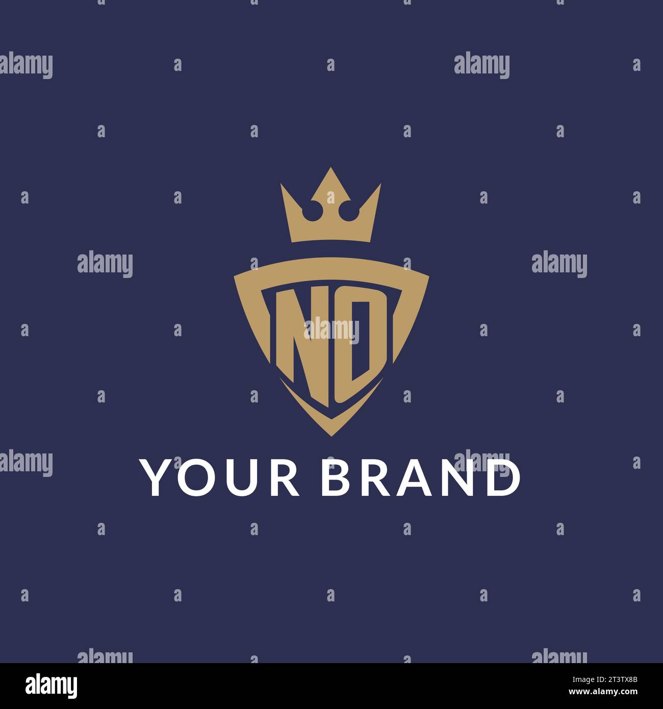 NO logo with shield and crown, monogram initial logo style vector file ...