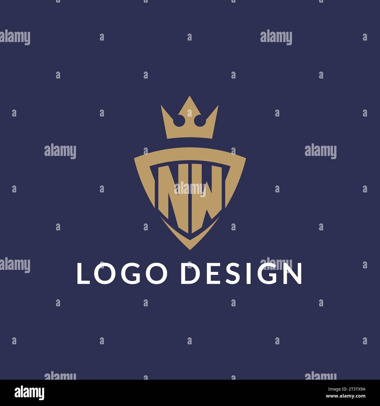 NW logo with shield and crown, monogram initial logo style vector file ...