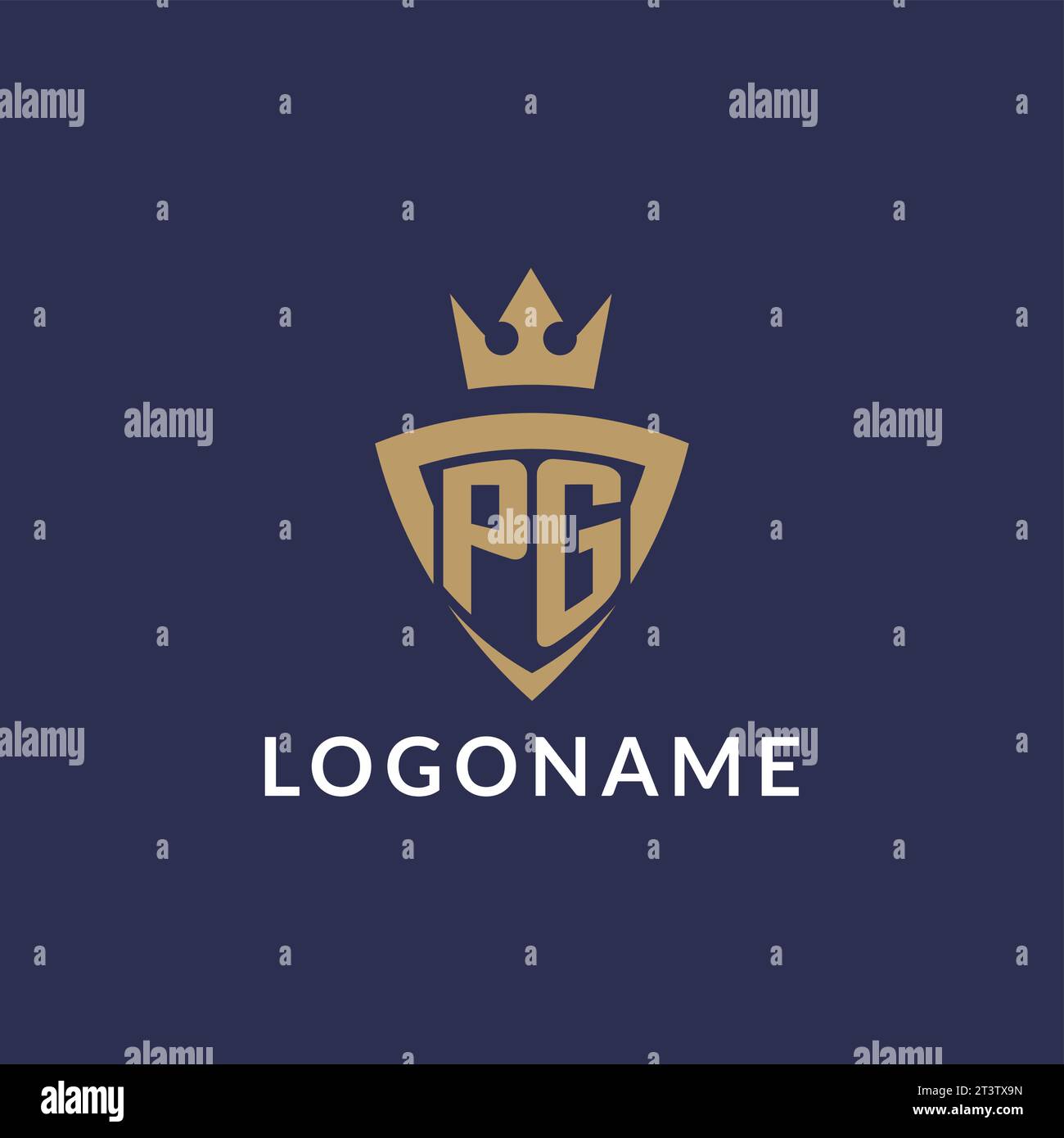 PG logo with shield and crown, monogram initial logo style vector file ...