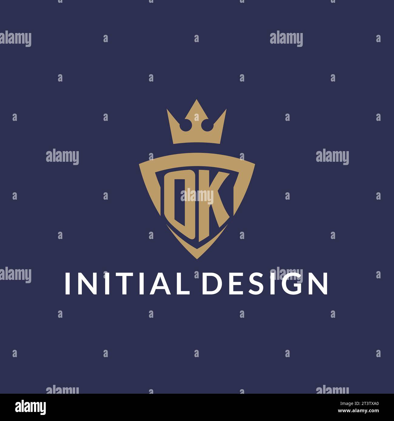 OK logo with shield and crown, monogram initial logo style vector file ...