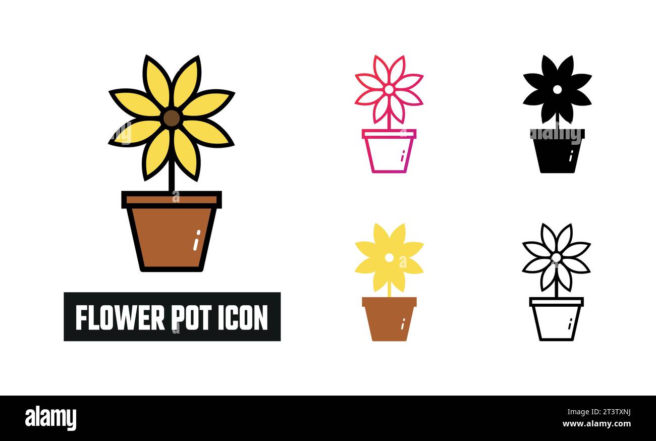 Flower pot Icon Set Vector Illustration Stock Vector Image & Art - Alamy