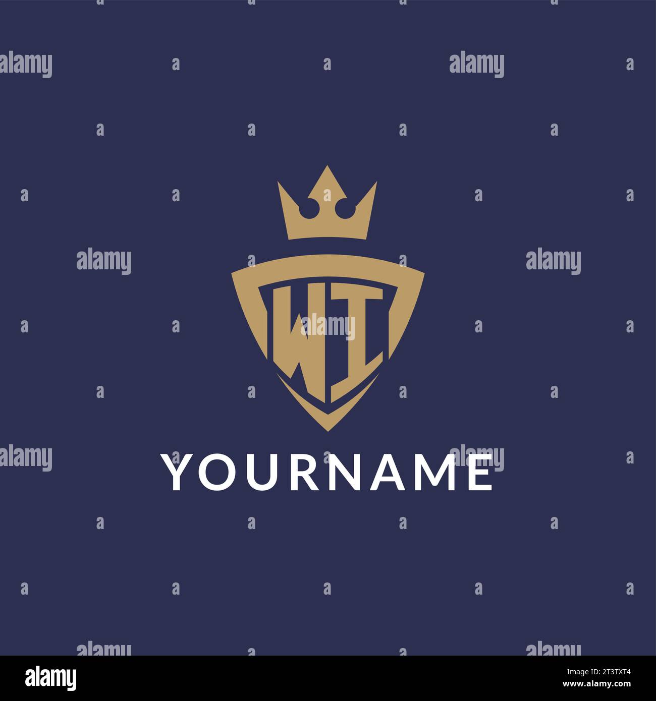 WI logo with shield and crown, monogram initial logo style vector file ...