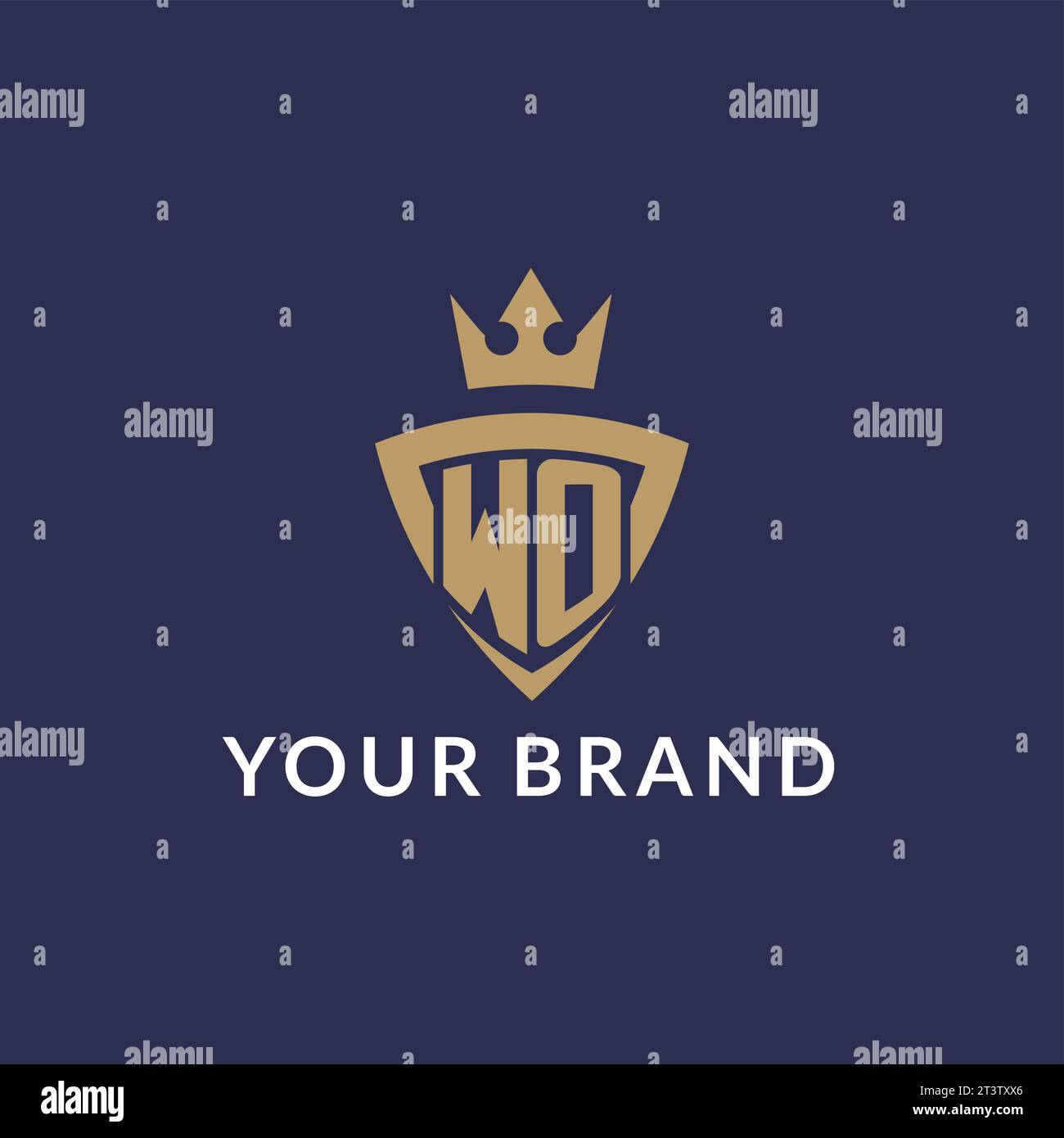 WO logo with shield and crown, monogram initial logo style vector file ...