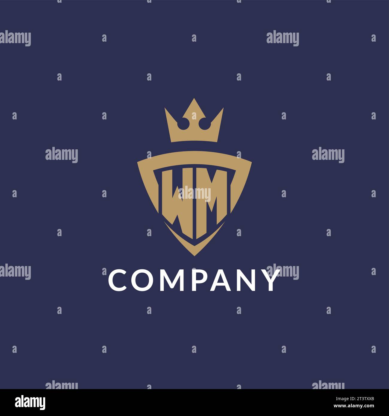 WM logo with shield and crown, monogram initial logo style vector file ...