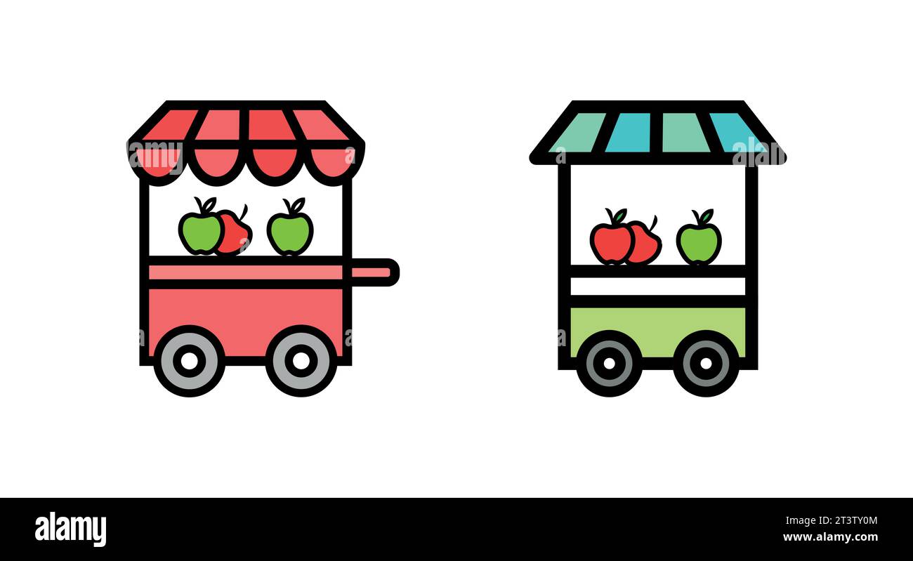 Fruit shop Icon Vector Illustration. Fruit shop Lineal Color Icon Stock ...
